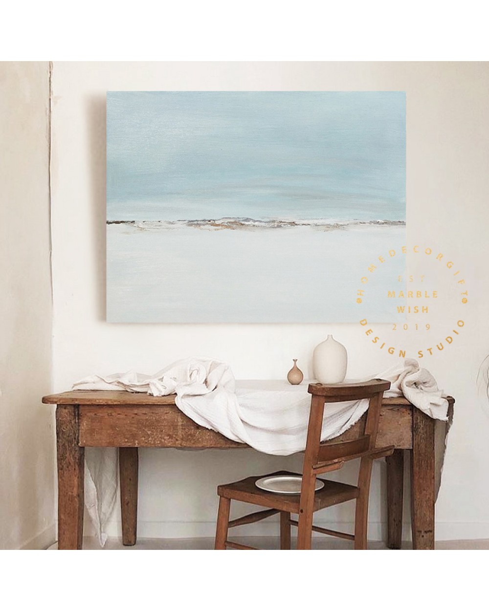 Light Blue Canvas Abstract Art丨MarbleWish