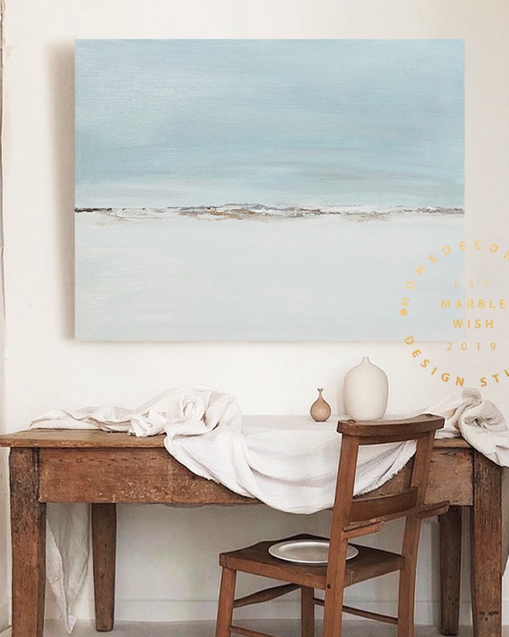 Light Blue Canvas Abstract Art