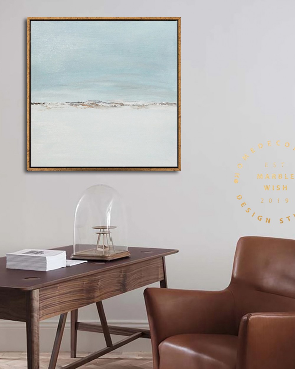 Light Blue Canvas Abstract Art