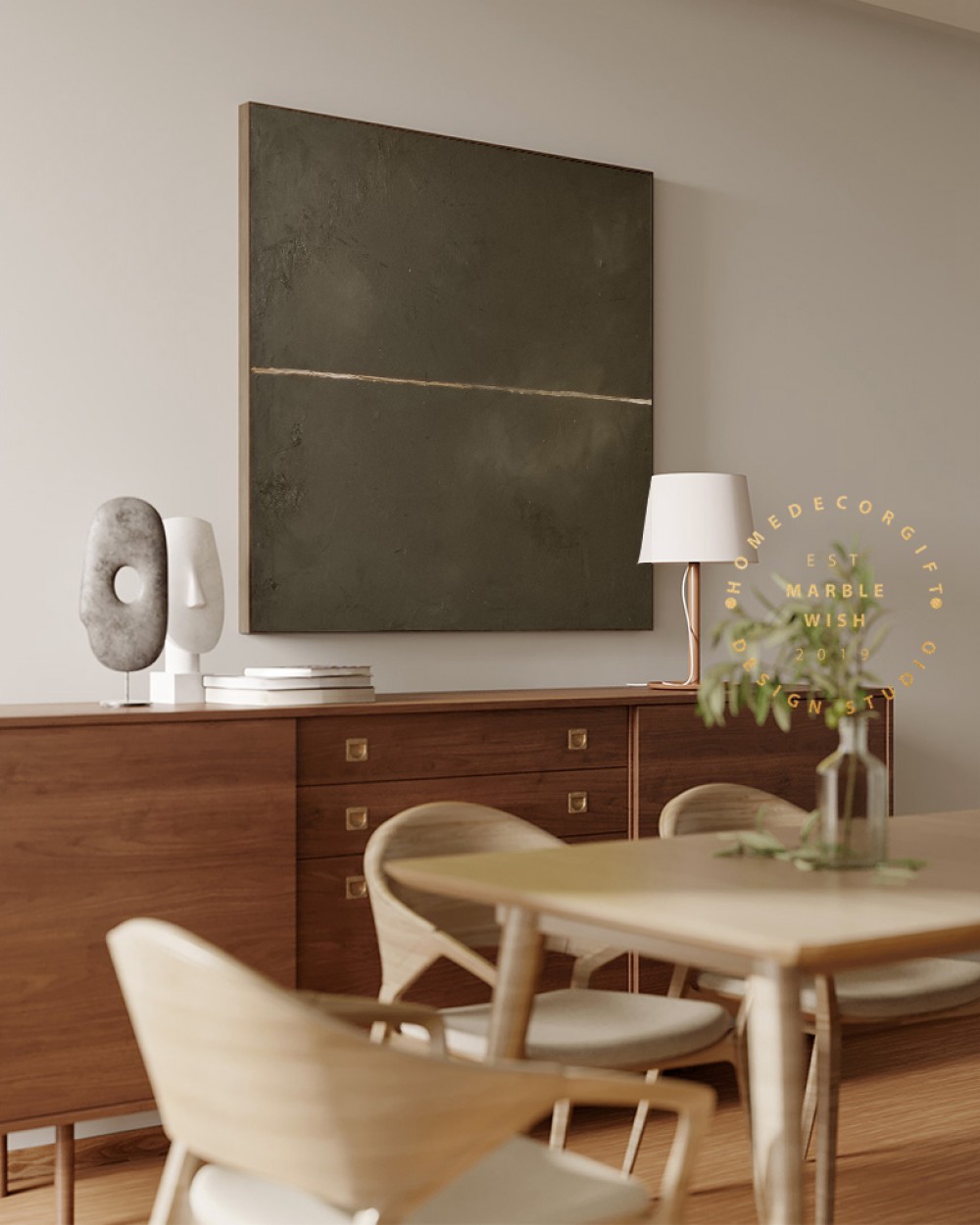 Dark Green Abstract Oil Painting丨MarbleWish