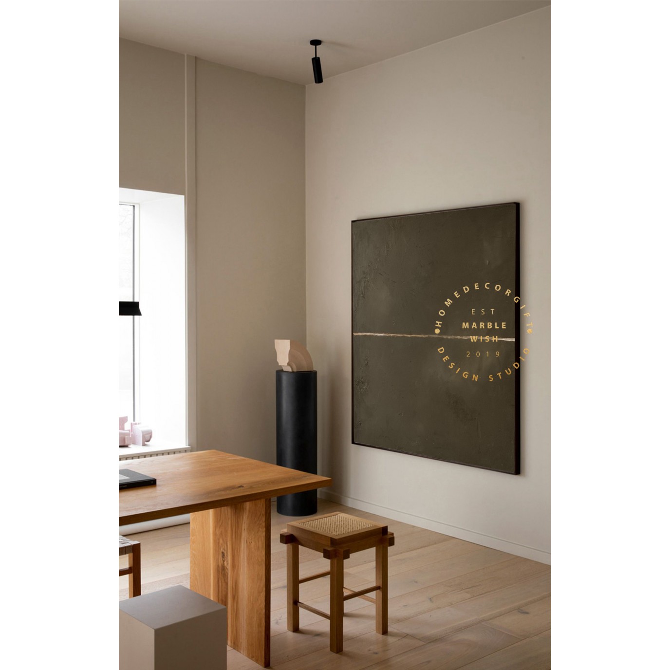 Dark Green Abstract Oil Painting丨MarbleWish