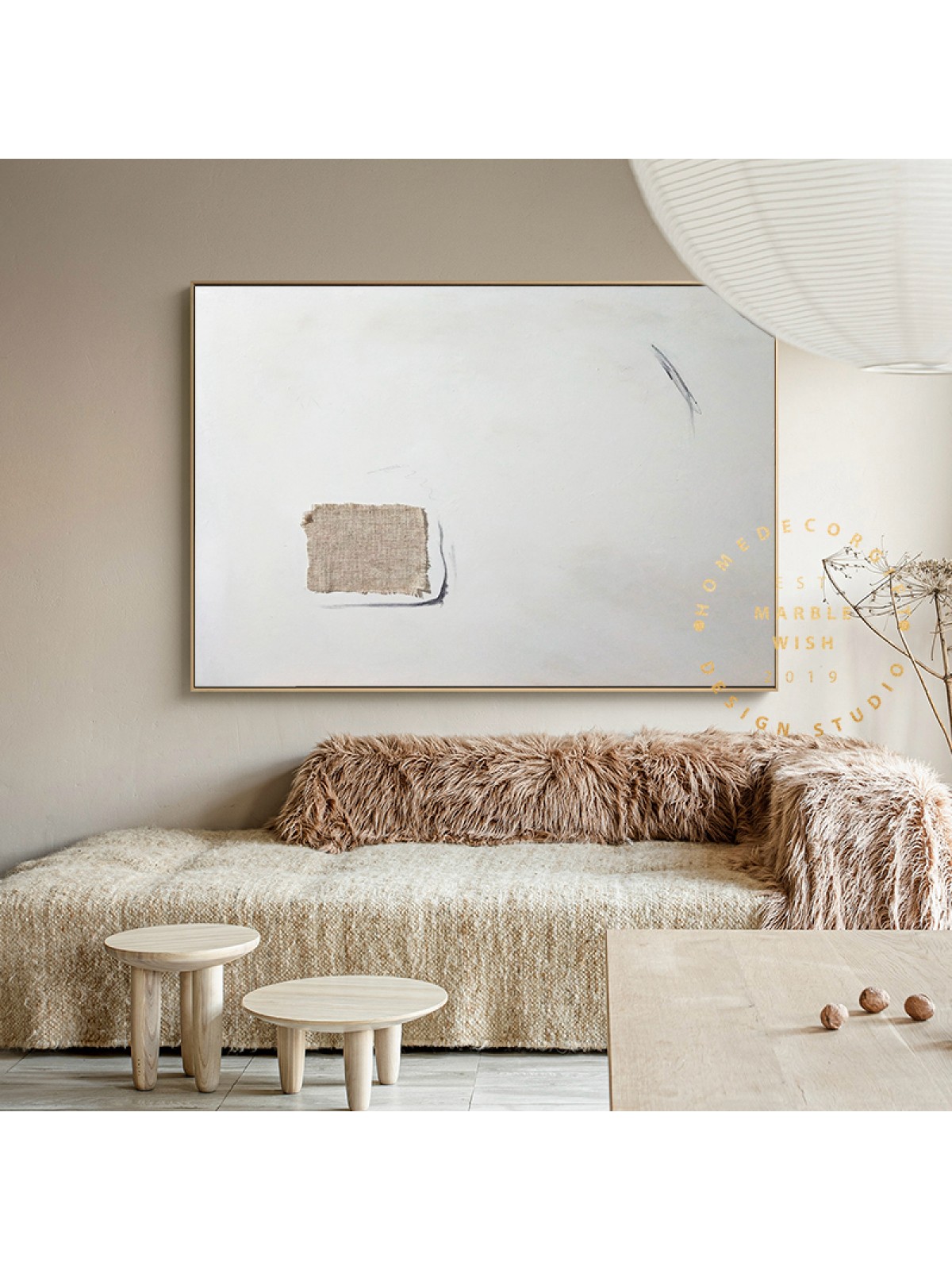 Minimal White Abstract Painting, Minimalist Abstract Wall ...