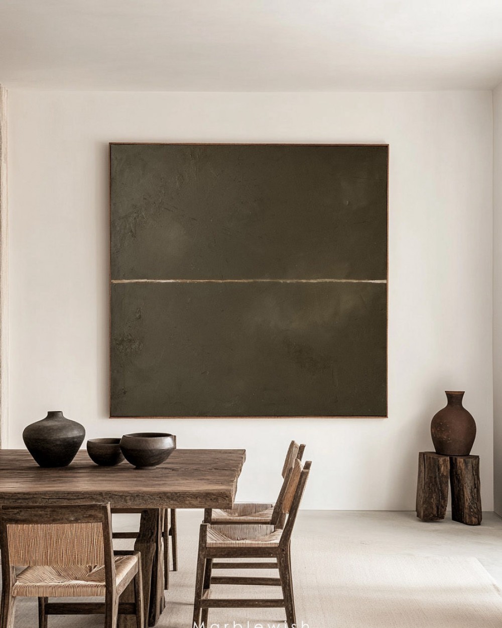 Dark Green Abstract Oil Painting
