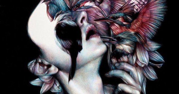 Marco mazzoni dark bizarre wind colored pencil drawing